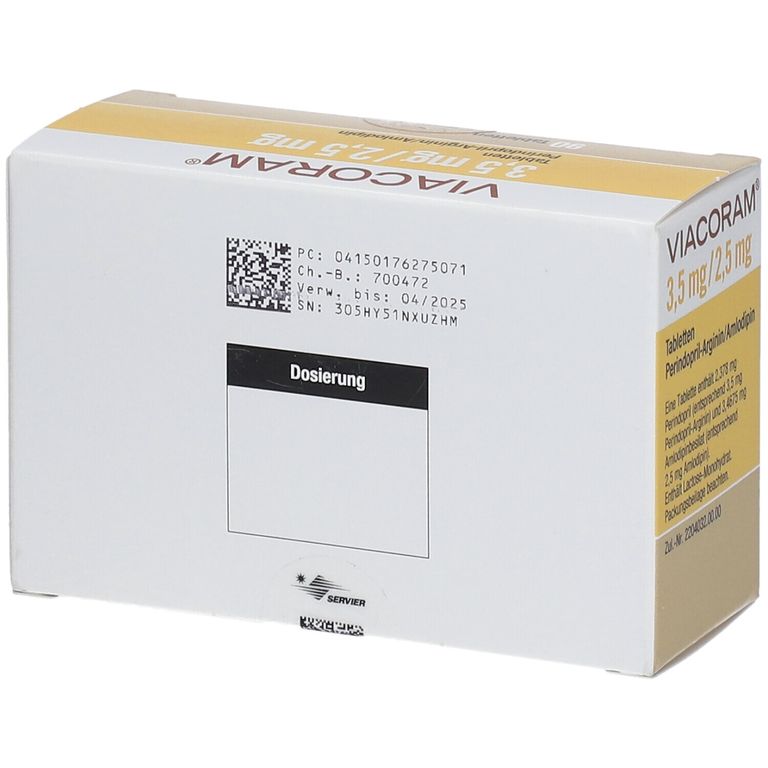VIACORAM 3,5 mg/2,5 mg Tabletten 90 St mit dem E-Rezept kaufen - Shop ...