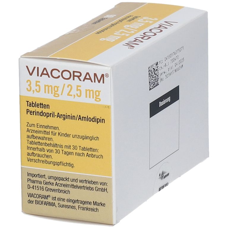 VIACORAM 3,5 mg/2,5 mg Tabletten 90 St mit dem E-Rezept kaufen - Shop ...