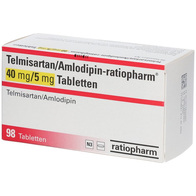 Telmisartan/Amlodipin-ratiopharm® 40 mg/5 mg 98 St mit dem E-Rezept ...