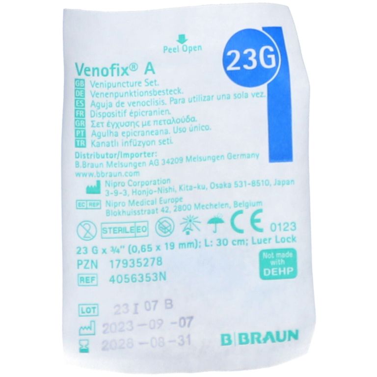 VENOFIX A Venenpunktionsbesteck 23 G 0,65x19mm 30cm blau 1 St - Shop ...