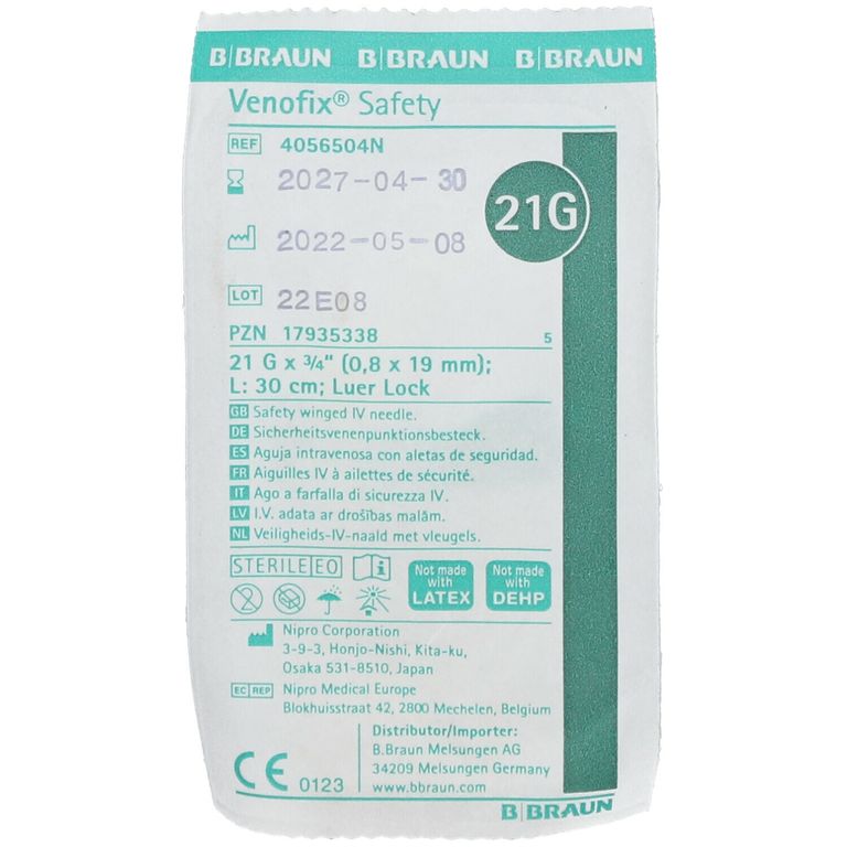 Venofix® Safety Venenpunkt 21 G 0,8x19 mm 30 cm grün 1 St - Shop Apotheke