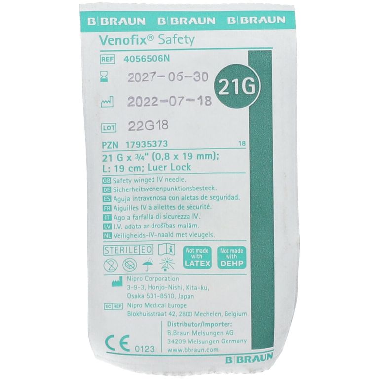 Venofix® Safety Venenpunkt 0,8 x 19 mm 18 cm 21 G 1 St - Shop Apotheke