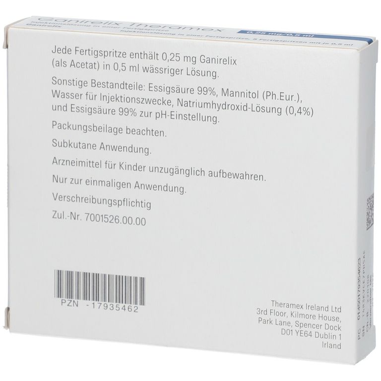 GANIRELIX Theramex 0,25 mg/0,5 ml Inj.-Lsg.i.e.FS 5 St mit dem E-Rezept ...