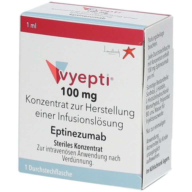 VYEPTI 100 mg Konz.z.Herst.e.Infusionslösung Dsfl. 1 St mit dem E ...