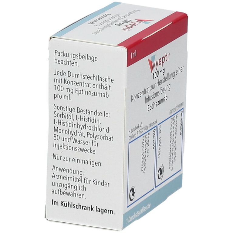 VYEPTI 100 mg Konz.z.Herst.e.Infusionslösung Dsfl. 1 St mit dem E ...