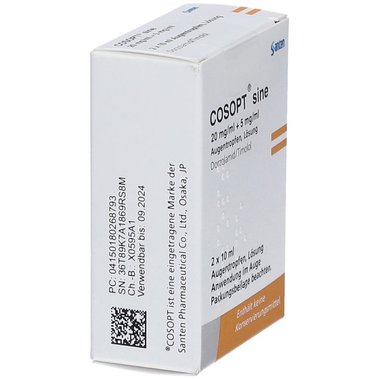 COSOPT sine 20 mg/ml + 5 mg/ml Augentropfen Lösung 2x10 ml mit dem E ...