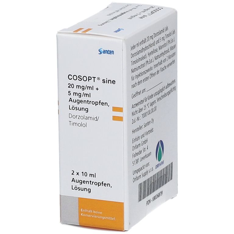 COSOPT sine 20 mg/ml + 5 mg/ml Augentropfen Lösung 2x10 ml mit dem E ...