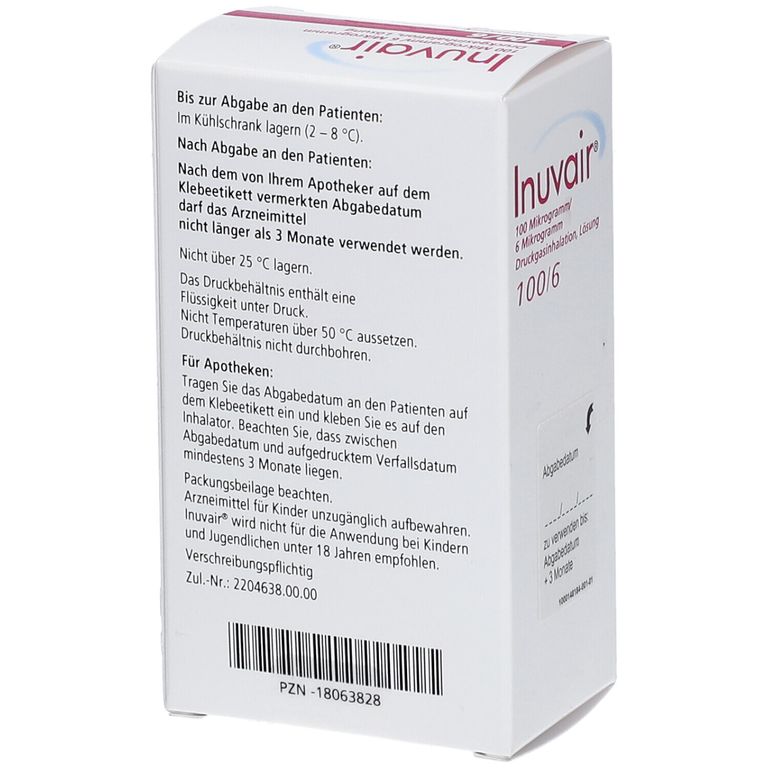 INUVAIR 100/6 µg 120 Hub Druckgasinhalat 1 St mit dem E-Rezept kaufen ...