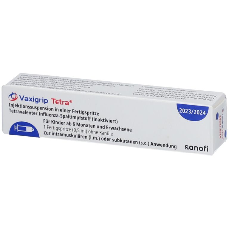 VAXIGRIP Tetra 2023/2024 Inj.Susp.Fertigspr.o.Kan. 1 St mit dem E ...