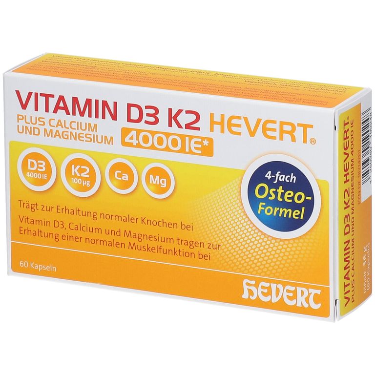 Vitamin D3 K2 Hevert® plus Calcium und Magnesium 4000 IE 60 St - SHOP ...