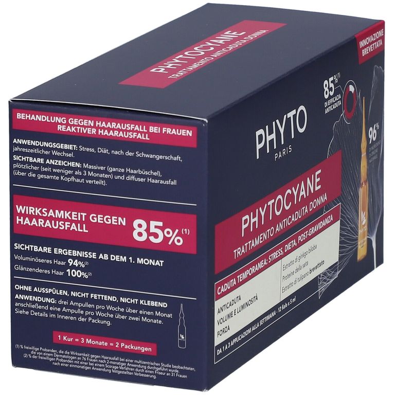 PHYTO Paris PHYTOCYANE In&Out Anti-Haarausfall-Kur für Frauen 12x5 ml ...