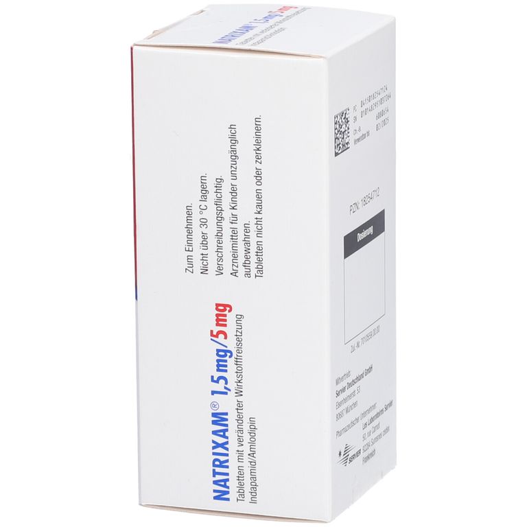 NATRIXAM 1,5 mg/5 mg Tab.m.veränd.Wirkst.-Frs. 90 St mit dem E-Rezept ...