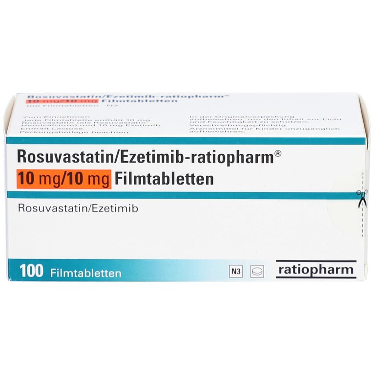 ROSUVASTATIN/Ezetimib-ratiopharm 10 mg/10 mg FTA 100 St mit dem E-Rezept kaufen - Shop Apotheke