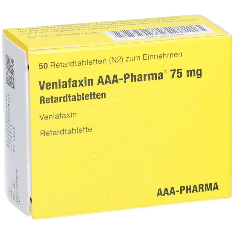 VENLAFAXIN AAA-Pharma 75 mg Retardtabletten 50 St mit dem E-Rezept kaufen - Shop Apotheke