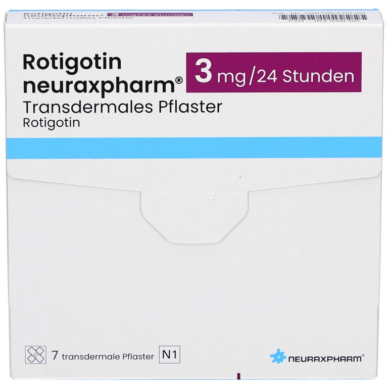 ROTIGOTIN neuraxpharm 3 mg/24 h transderm.Pflaster 7 St mit dem E ...