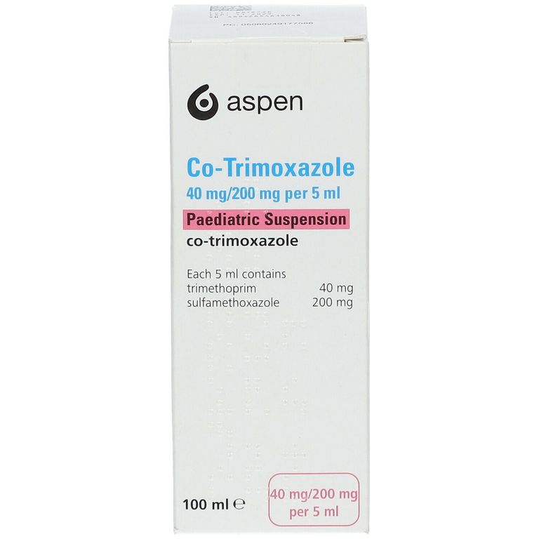 CO-TRIMOXAZOLE 40mg/200mg per 5ml Paediat.Susp.UK 100 ml mit dem E ...