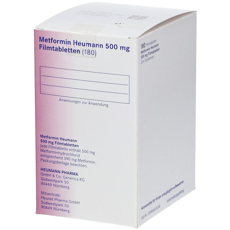METFORMIN Heumann 500 mg Filmtabletten 180 St mit dem E-Rezept kaufen - Shop Apotheke