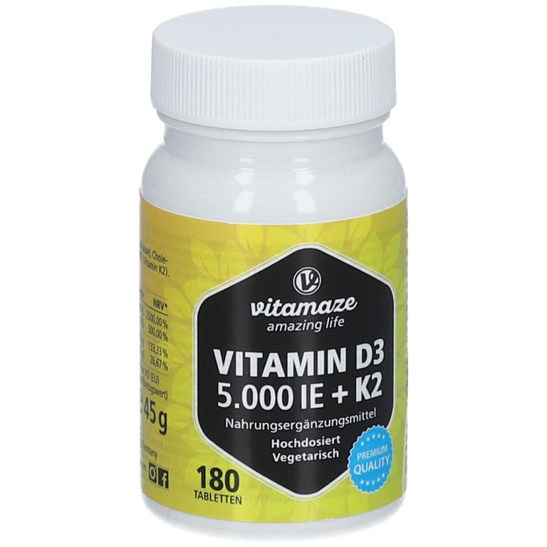 Vitamaze® Vitamin D3 5.000 I.E. + K2 180 St - Shop Apotheke