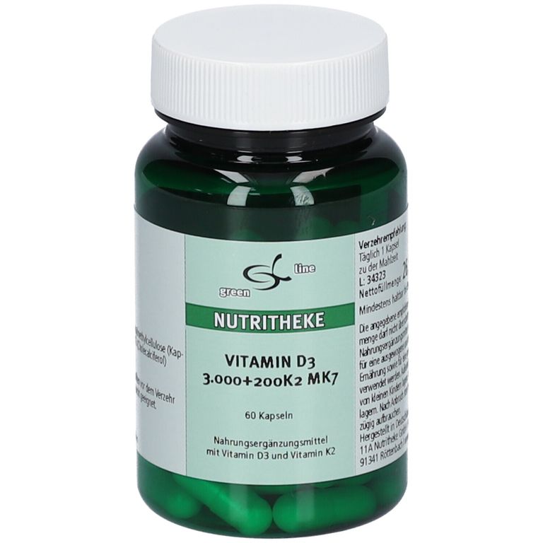 green line NUTRITHEKE Vitamin D3 3000 +200 K2 MK9 60 St - Shop Apotheke