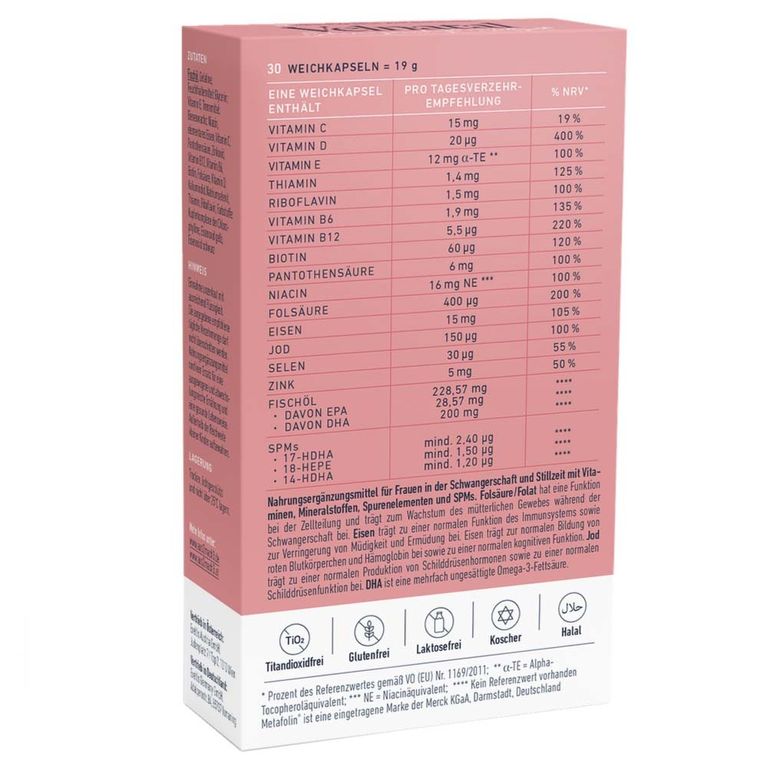 Velnatal – Vitamine für Schwangerschaft und Stillzeit mit Omega-3 ...