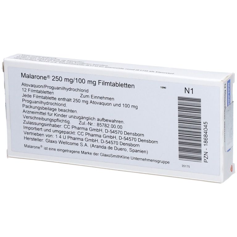 MALARONE 250 mg/100 mg Filmtabletten 12 St mit dem E-Rezept kaufen - Shop Apotheke