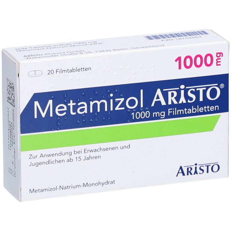 METAMIZOL Aristo 1000 mg Filmtabletten 20 St mit dem E-Rezept kaufen - Shop Apotheke