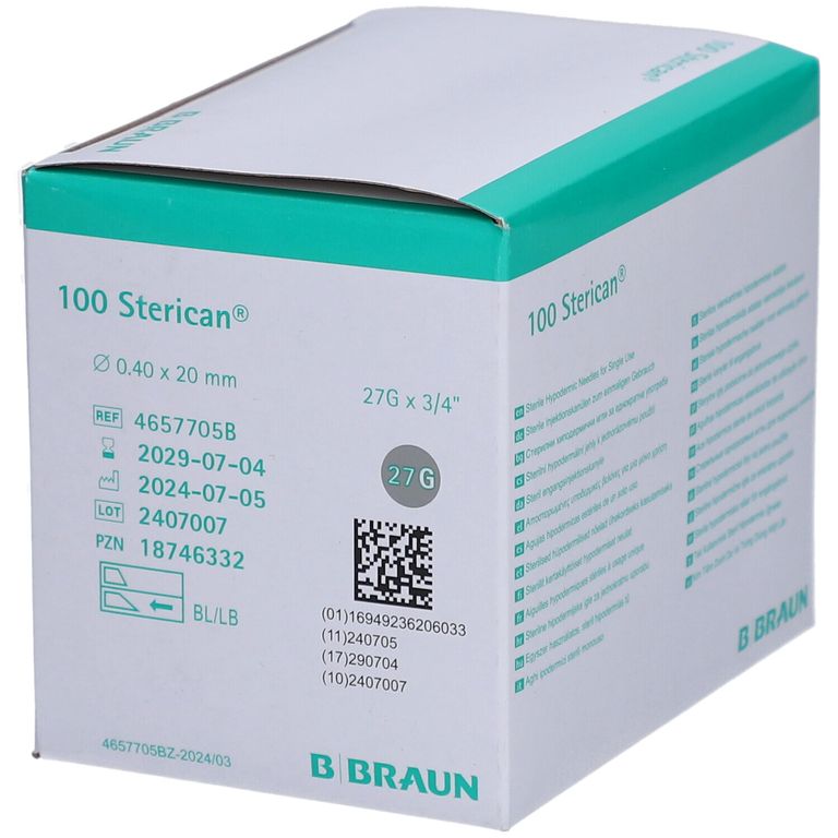STERICAN Einmalkanüle 27 G 20 mm 100 St - Shop Apotheke