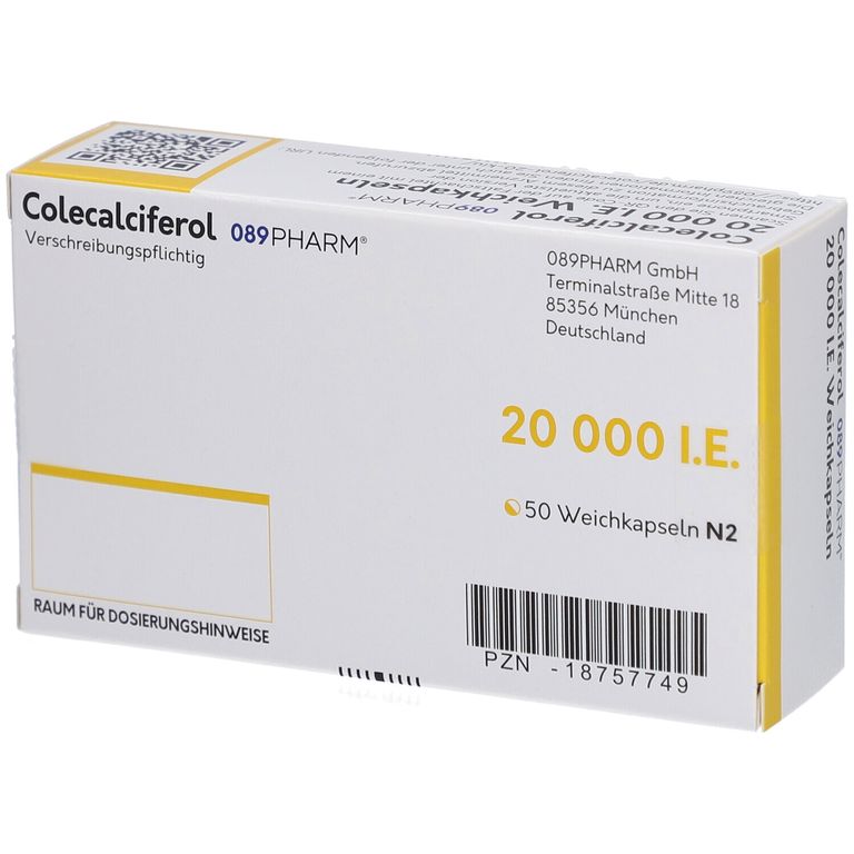 COLECALCIFEROL 089PHARM 20.000 I.E. Weichkapseln 50 St mit dem E-Rezept ...