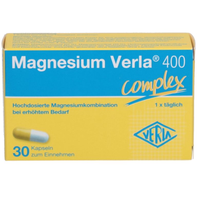 Verla-Pharm Magnesium Verla® 400 Kapseln Hochdosiertes Magnesium 30 St ...