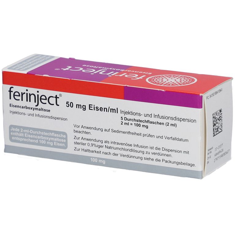 FERINJECT 50 mg Eisen/ml Inj.-/Inf.-Dispers.100mg 5x2 ml mit dem E ...