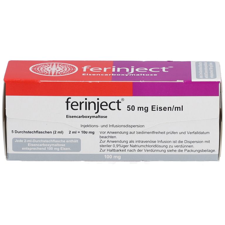 FERINJECT 50 mg Eisen/ml Inj.-/Inf.-Dispers.100mg 5x2 ml mit dem E ...