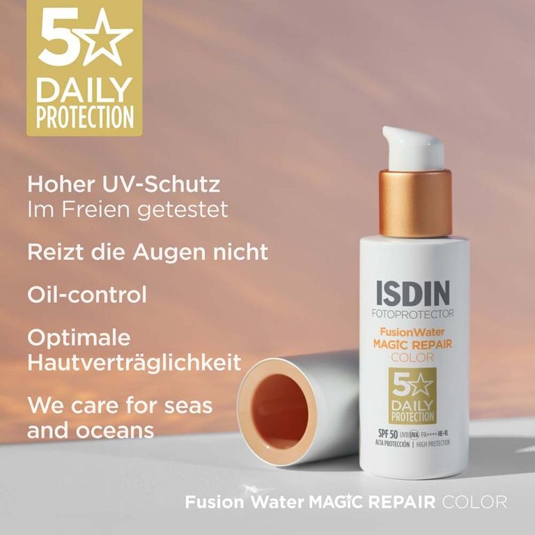 ISDIN Fusion Water MAGIC Repair Color getönte Sonnencreme LSF 50 mit Anti-Aging Wirkung 50 ml ...