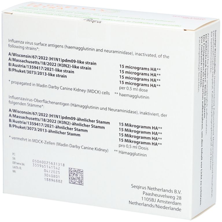 FLUCELVAX Tetra 2024/2025 Inj.-Susp.F-Spr.m.Kanüle 10x0,5 ml mit dem E ...