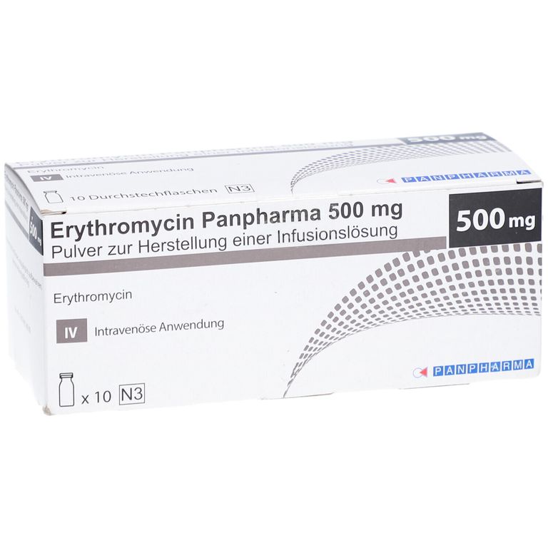 ERYTHROMYCIN PANPHARMA 500 mg P.z.H.e.Inf.-Lsg. 10 St mit dem E-Rezept ...
