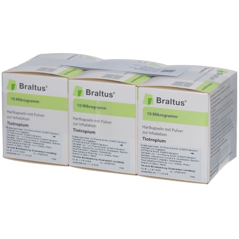BRALTUS 10 µg + 3 Zonda-Inhalat.Hartk.m.Plv.z.Inh. 90 St mit dem E ...