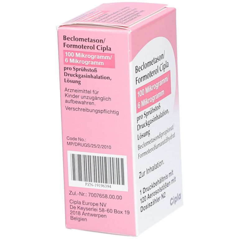 BECLOMETASON/Formoterol Cipla 100/6 µg 120 Hub DOS 1 St mit dem E ...