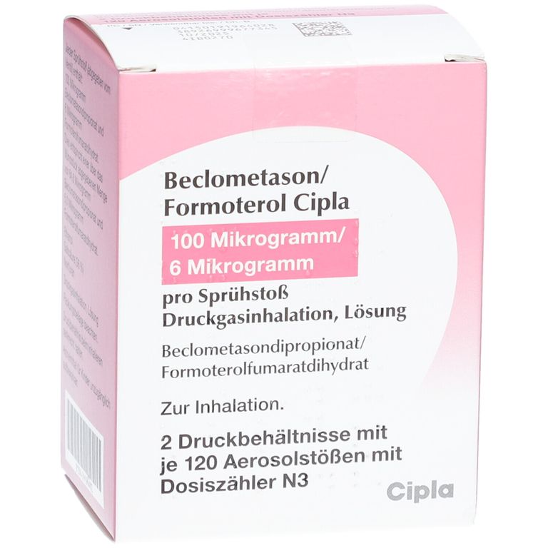 BECLOMETASON/Formoterol Cipla 100/6 µg 120 Hub DOS 2 St mit dem E ...