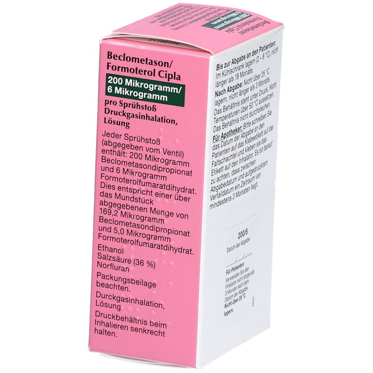 BECLOMETASON/Formoterol Cipla 200/6 µg 120 Hub DOS 1 St mit dem E ...