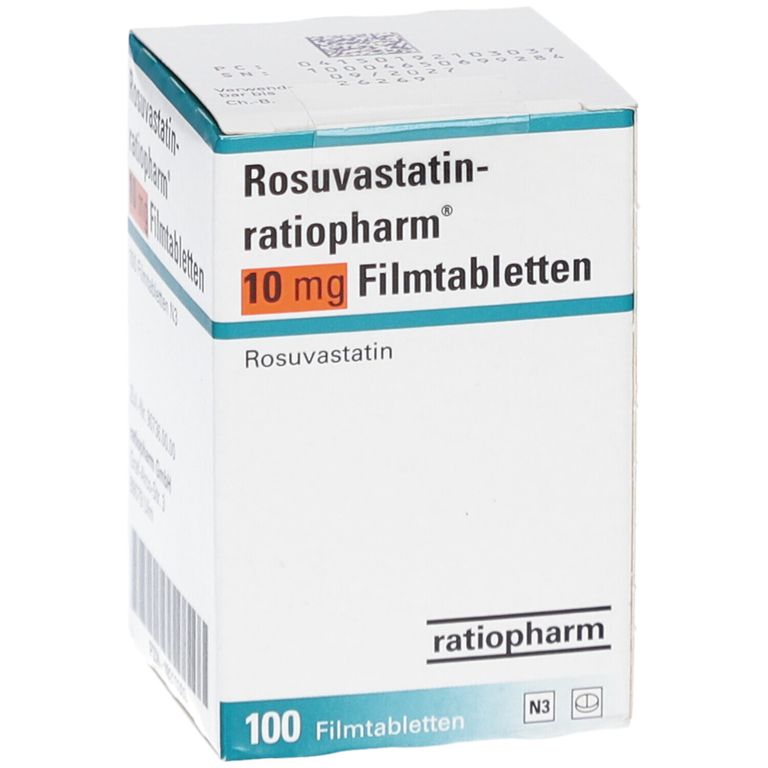 ROSUVASTATIN-ratiopharm 10 mg Filmtabletten Dose 100 St mit dem E ...