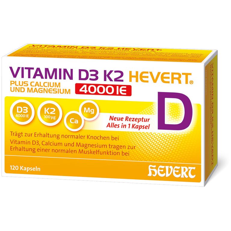 Vitamin D3 K2 Hevert + Calcium & Magnesium 4000 IE – Starke Knochen und ...