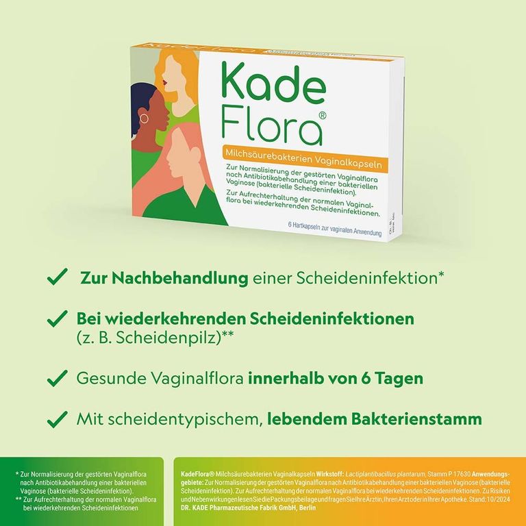 DR:KADE KadeFlora Milchsäurebakterien Vaginalkapseln 6 St - Shop Apotheke