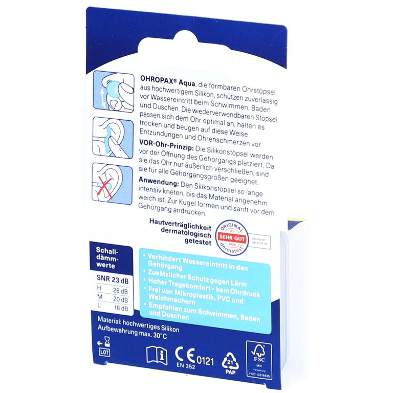 OHROPAX® Silicon AQUA – Schutz für Ihre Ohren beim Schwimmen 6 St ...