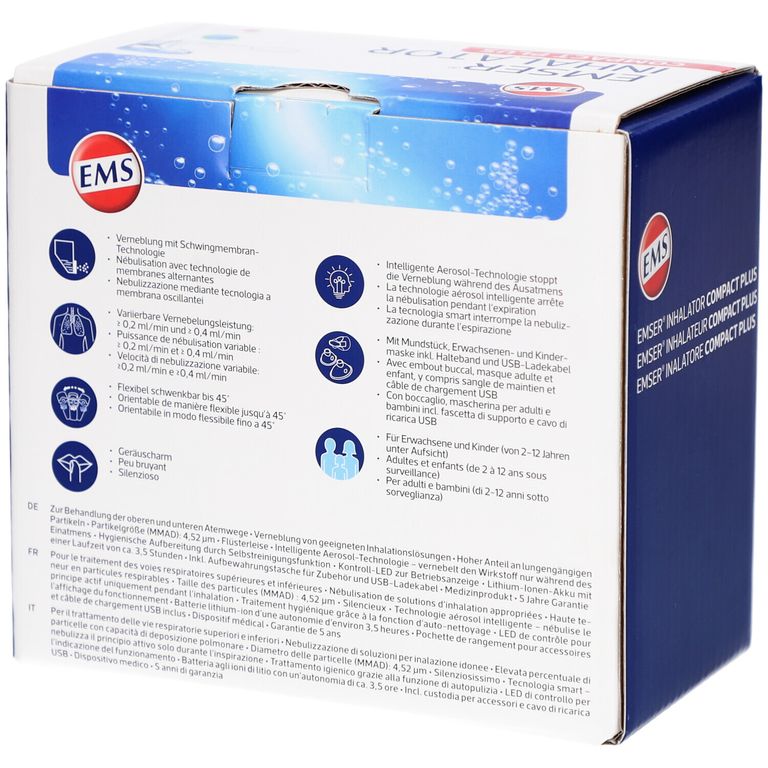 EMS® Emser Inhalator Compact Plus – mobiler Vernebler mit USB-Ladekabel ...