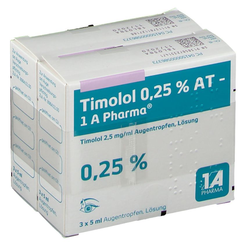 Timolol 0,25% AT - 1 A Pharma® 6x5 ml - shop-apotheke.com