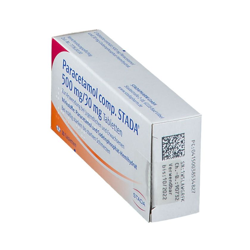 Paracetamol comp. STADA® 500 mg/30 mg 10 St - shop-apotheke.com