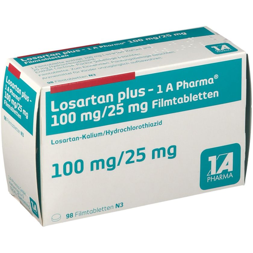Losartan plus - 1 A Pharma® 100 mg/25 mg 98 St - shop-apotheke.com