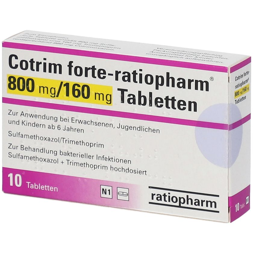 Cotrim forte-ratiopharm® 800 mg/160 mg 10 St - shop-apotheke.com
