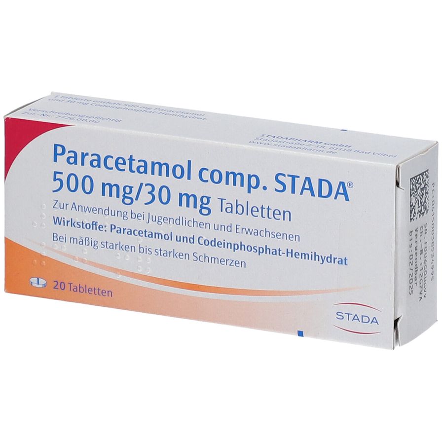 Paracetamol comp. STADA® 500 mg/30 mg 20 St - shop-apotheke.com