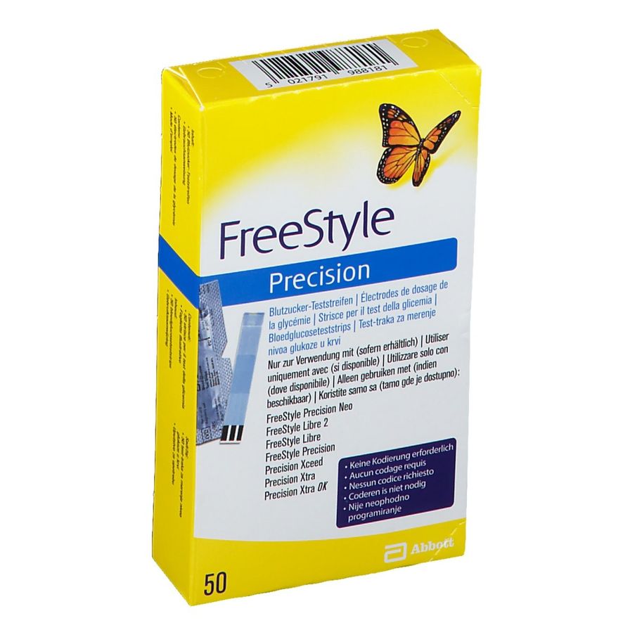 FreeStyle Precision Blutzucker-Teststreifen ohne Codierung 50 St - shop ...