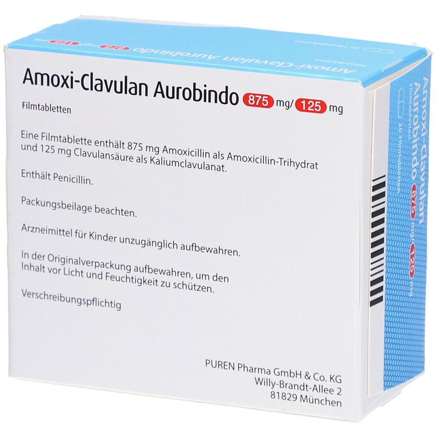 Amoxi-Clavulan Aurobindo 875 mg/125 mg 20 St - shop-apotheke.com
